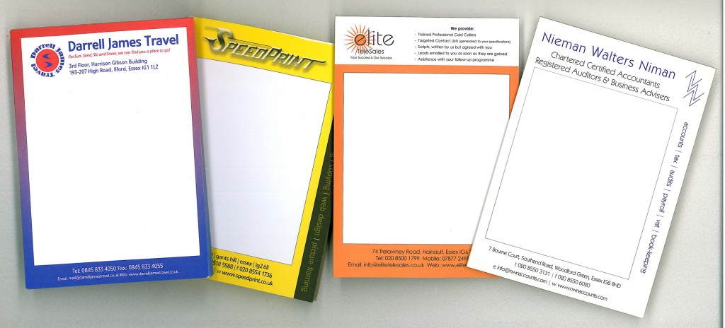 A6 Notepad samples - Speedprint
